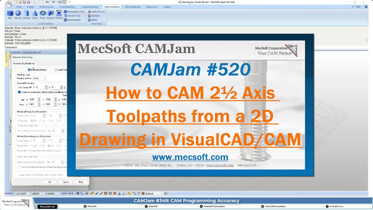 CAM 2 Axis Toolpaths from 2D Geometry in VisualCADCAM - YouTube