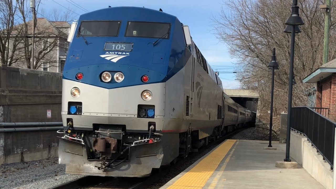 Amtrak Adirondack 68 makes stop for nobody in Whitehall NY - YouTube