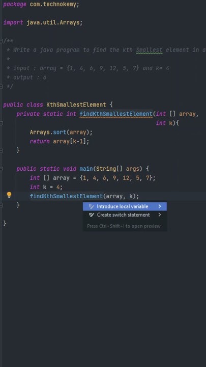 Find Kth Smallest Number In An Array Java Java Javaprogramming Shorts Subscribe Coding 
