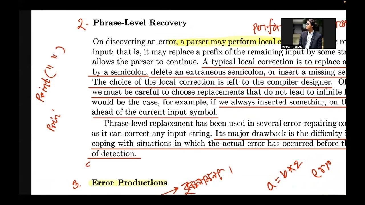 Compiler Design Ch4 | Part 3 | Types of Errors | Error Recovery ...