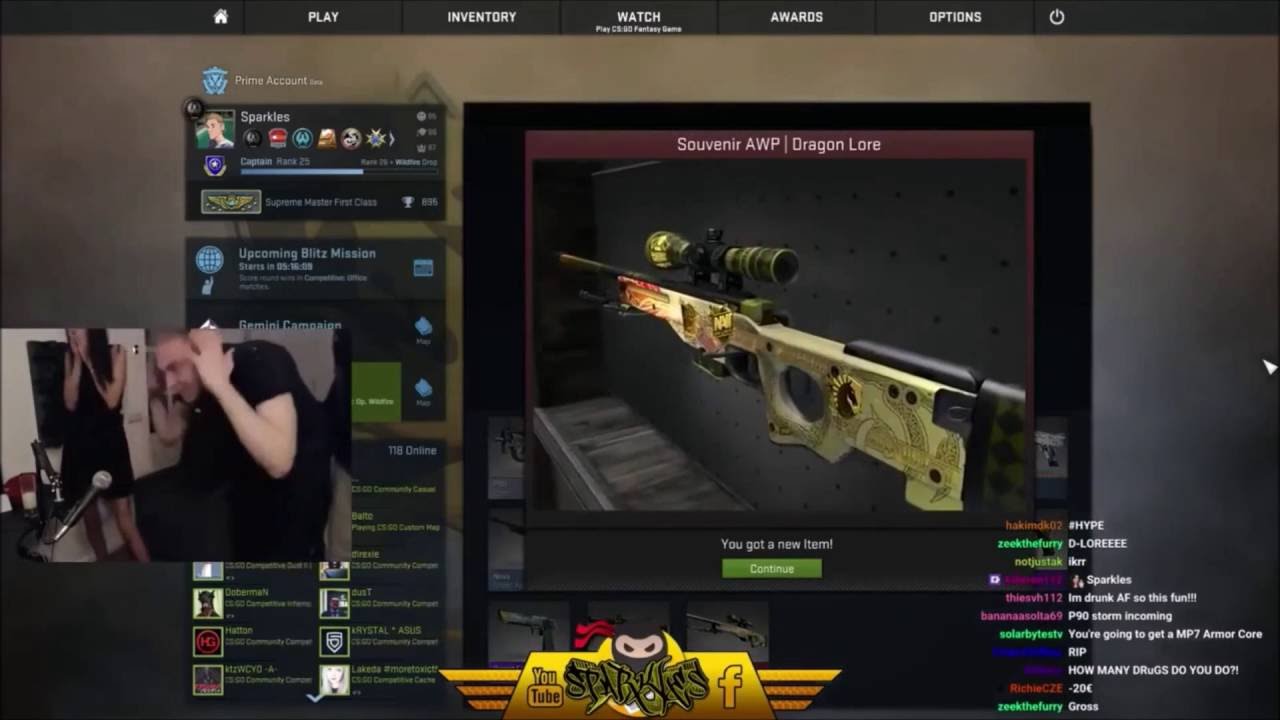 SPARKLES SOUVENIR AWP DLORE UNBOXING!! LIVE ON HIS STREAM - YouTube