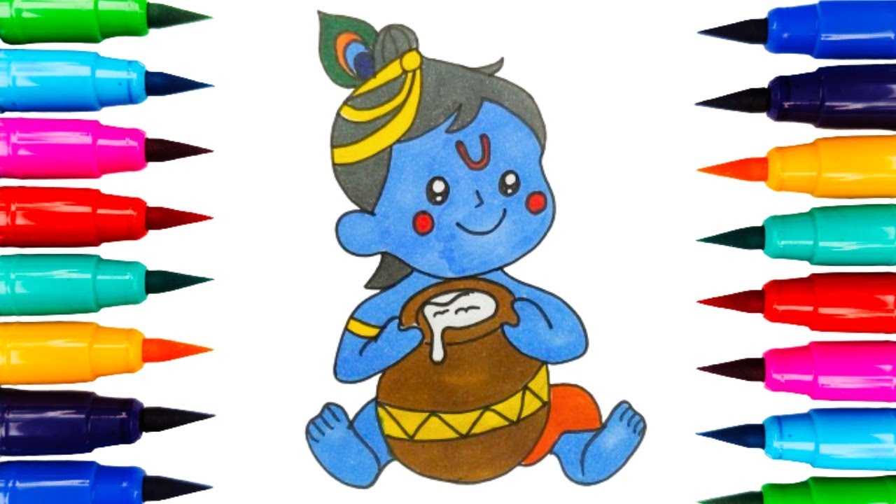 Janmashtami Drawing | Easy Janmashtami Drawing for kids - YouTube