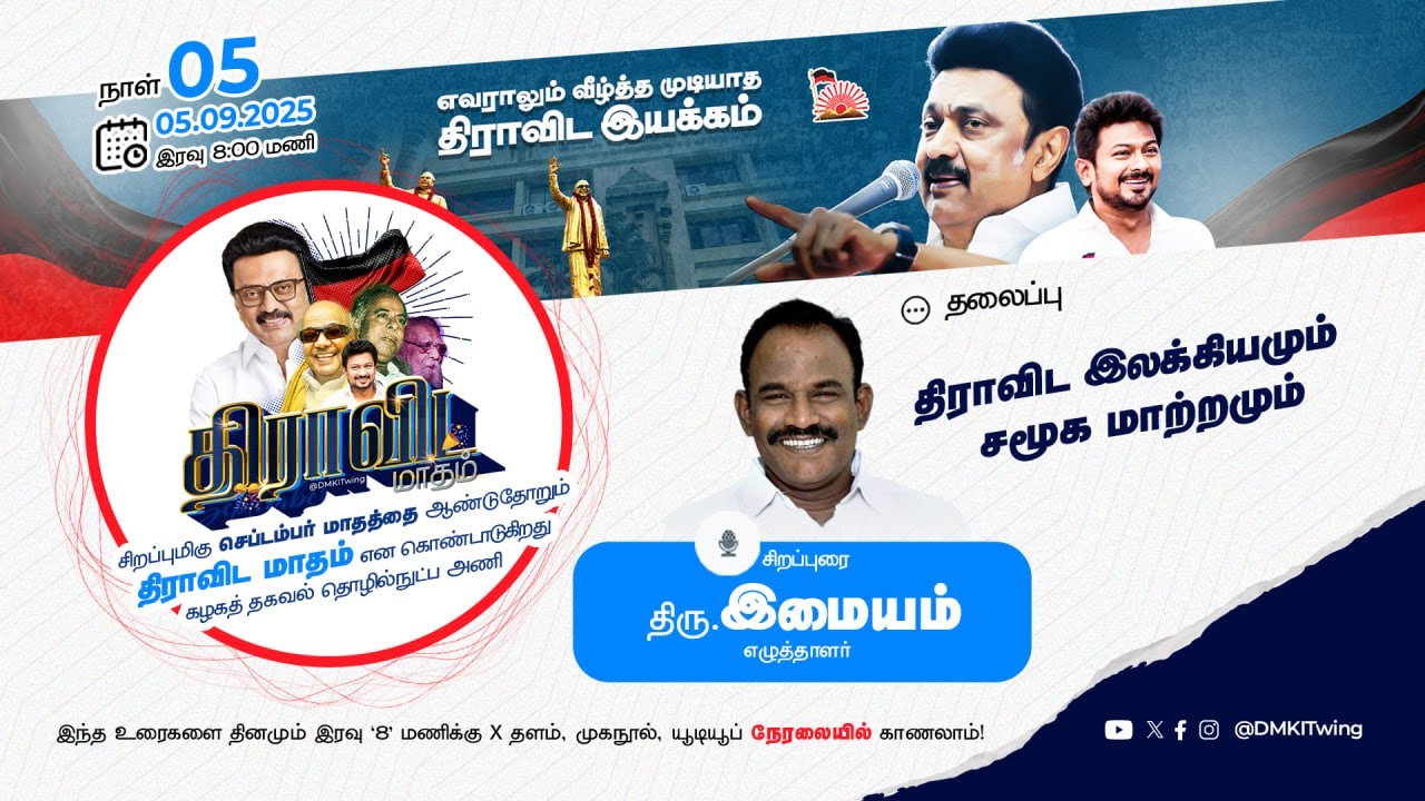 Writer Imayam latest Speech | திராவிட இலக்கியமும் சமூக மாற்றமும் ...