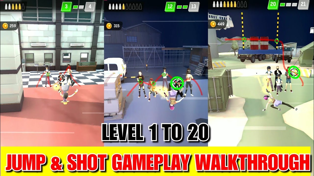 JUMP & SHOT GAMEPLAY WALKTHROUGH 1 | LEVEL 1 TO 20 | FUN GAME | LEVEL 1 ...