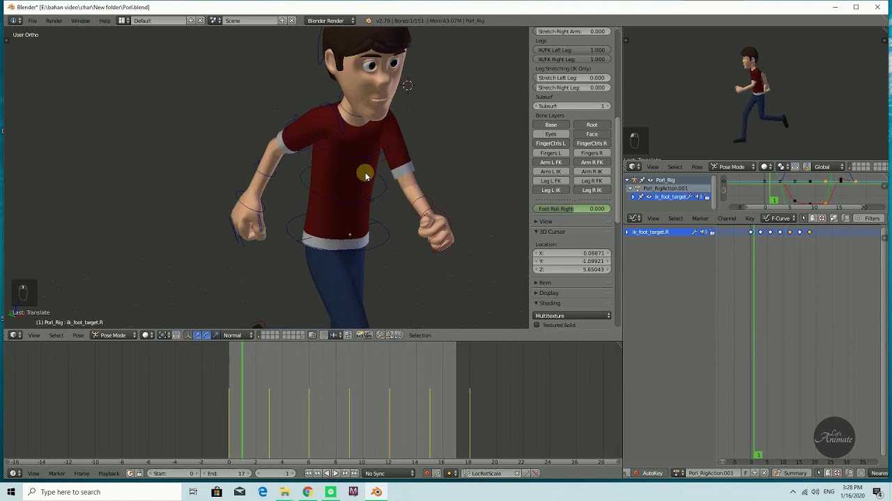 Cara mudah bikin animasi berlari(Run cycle) - YouTube