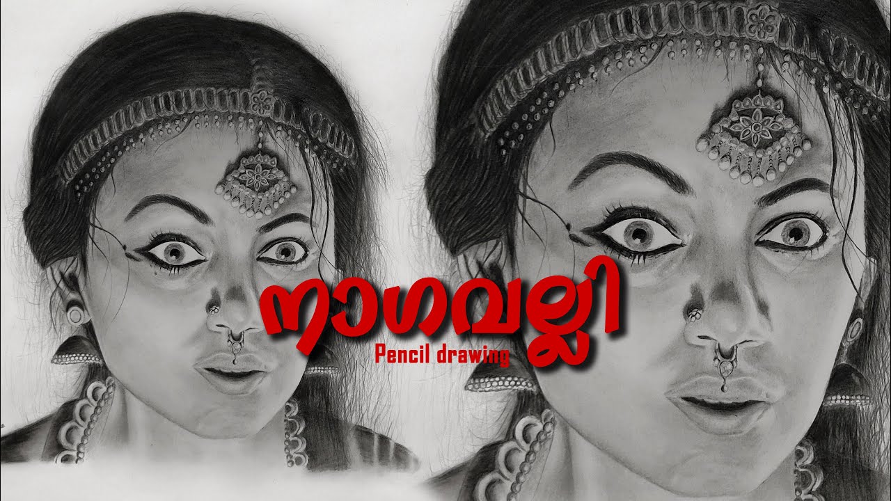 Realistic Pencil Drawing | Nagavalli | Shobhana | Manichithrathazhu ...