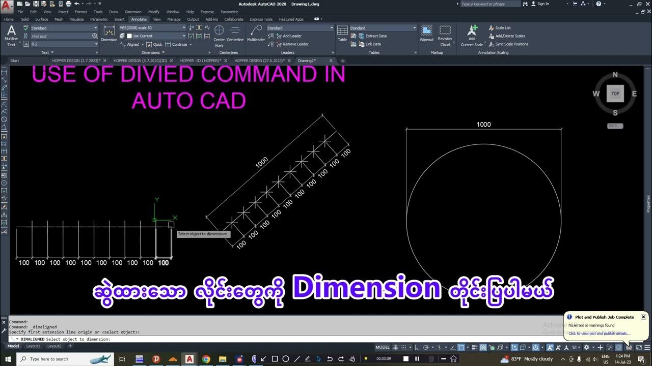 HOW TO DIVIDE OF LINE , CIRCLE, AlINE , USE OF DIVIDE COMMOND , POINT ...