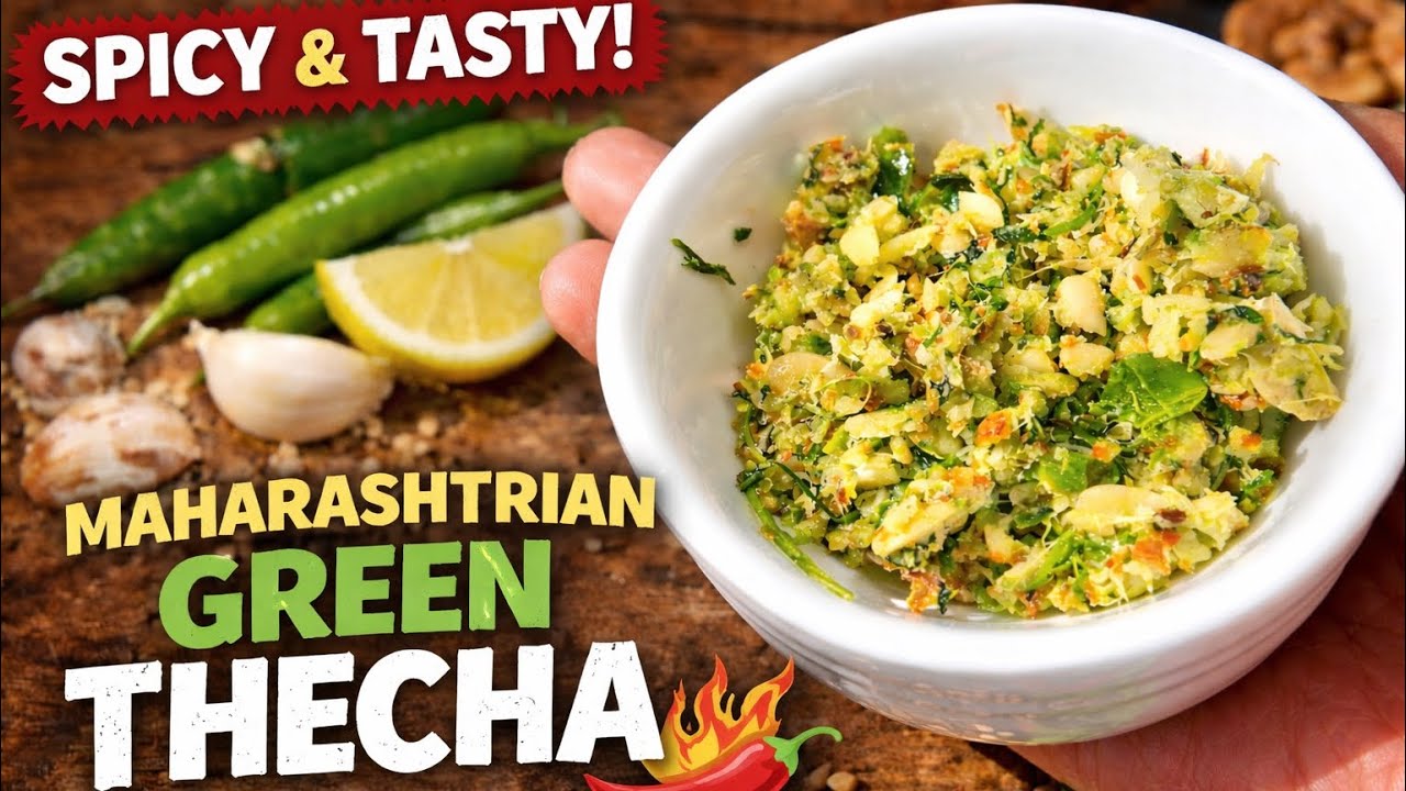 “Maharashtrian Green Thecha Recipe 🌶️ | Spicy Chilli Garlic Chutney” # ...