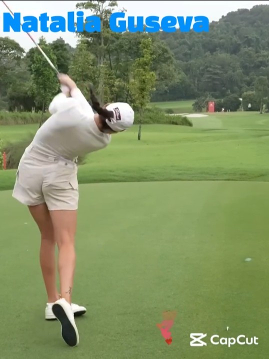 Natalia Guseva-The most beautiful female golfer, the perfect swing - YouTube
