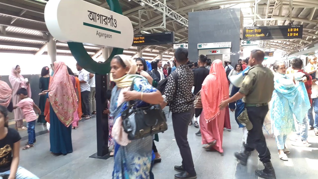 Metro Rail Journey From Uttara Center to Agargaon Evening - 🇧🇩 ...