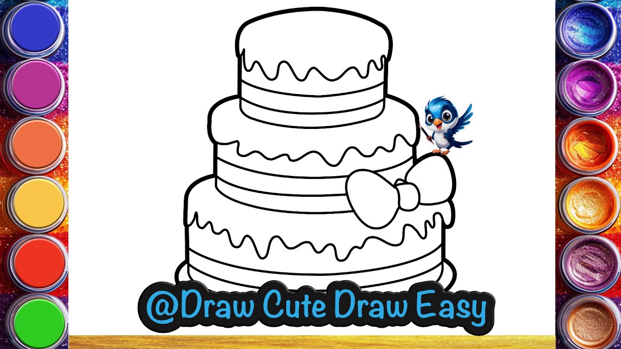 Wedding Cake 🎂🌸Drawing, Painting, and Coloring for Kids & Toddlers ...