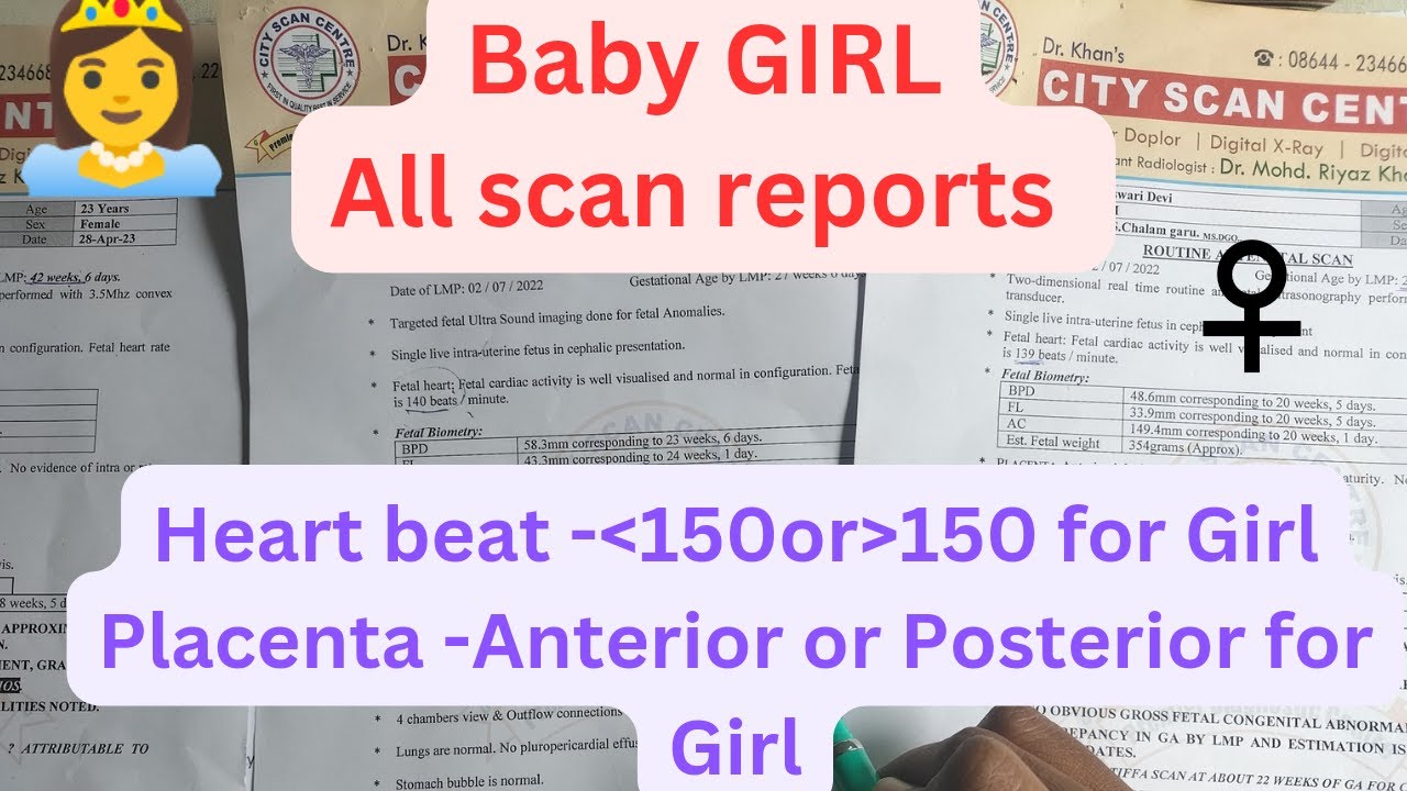 Baby Girl Heart beat and placenta position #Girl all scan reports in ...