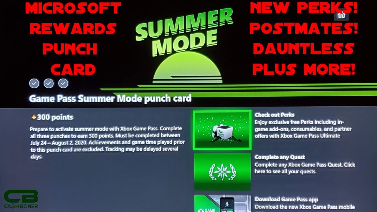 Summer Mode Microsoft Rewards Punch Card Overview Plus new Perks! Free ...