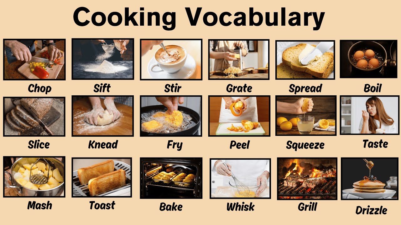 🍳 Essential Cooking Vocabulary with Sentences | Learn English for the ...