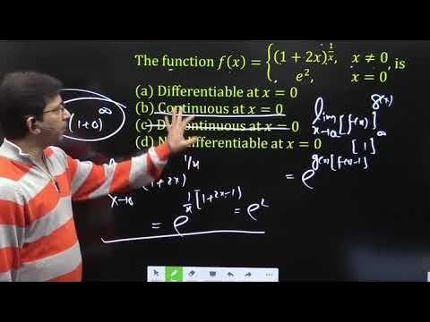 The function f(x)={ ((1+2x)^(1/x),&x≠0@e^2,&x=0)┤, is | NIMCET 2022 | Impetus Gurukul - YouTube