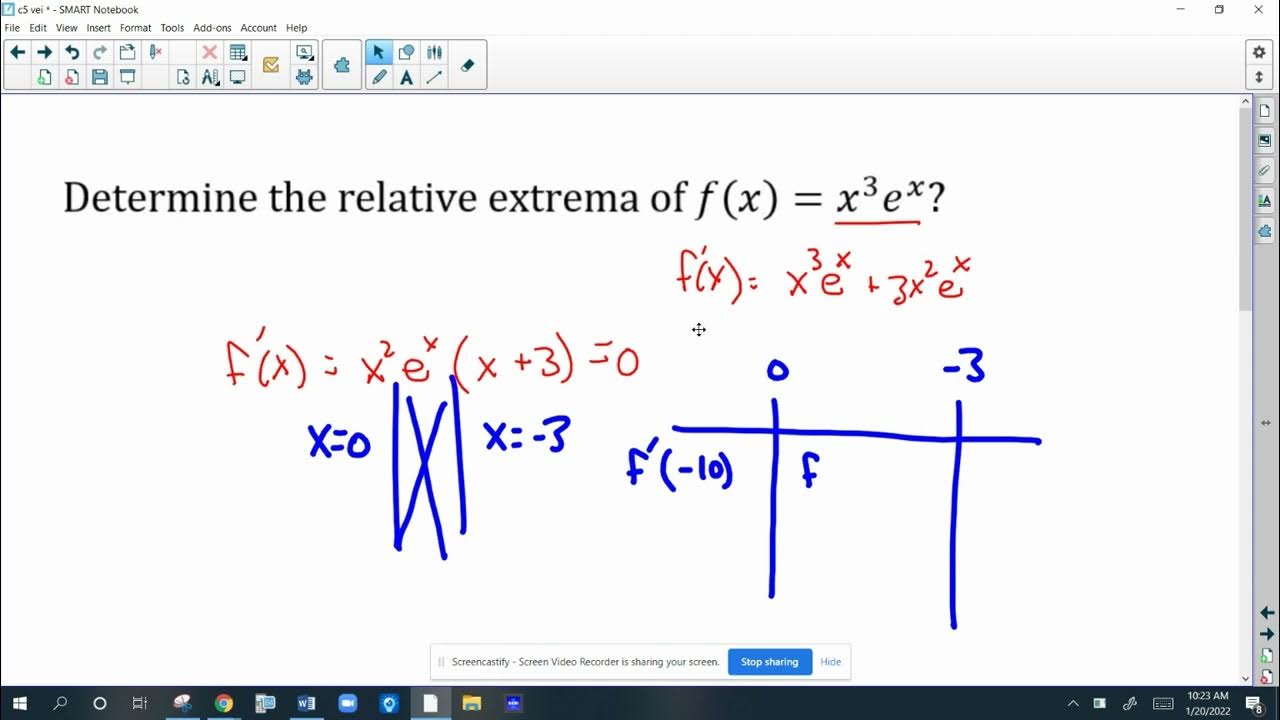 Relative extrema of a function with an exponential - YouTube