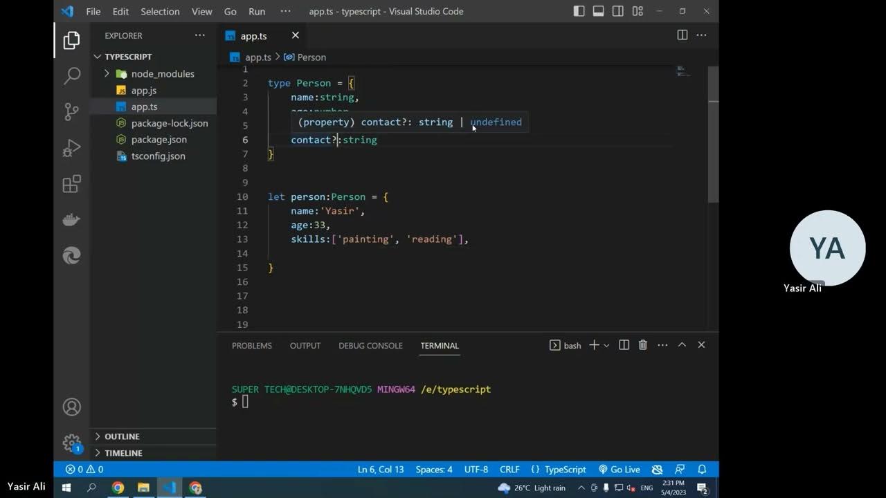 Complex Types, working with Type and Interface in TypeScript - YouTube