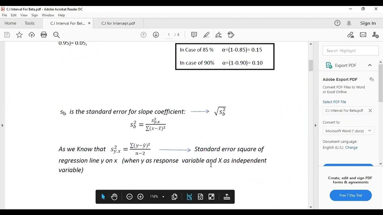 Interval Estimation in Simple Linear Regression - YouTube