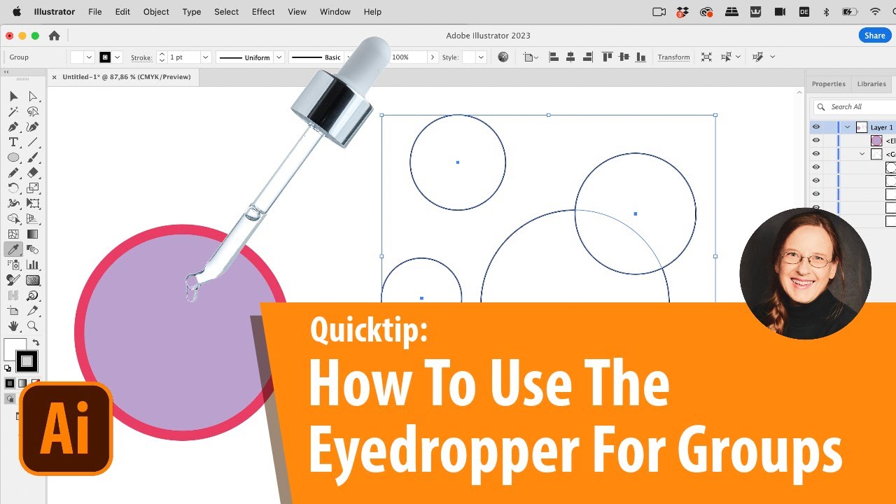Quick tip: How To Pick Up Fill & Stroke For a Group With Illustrator's Eyedropper Tool - YouTube