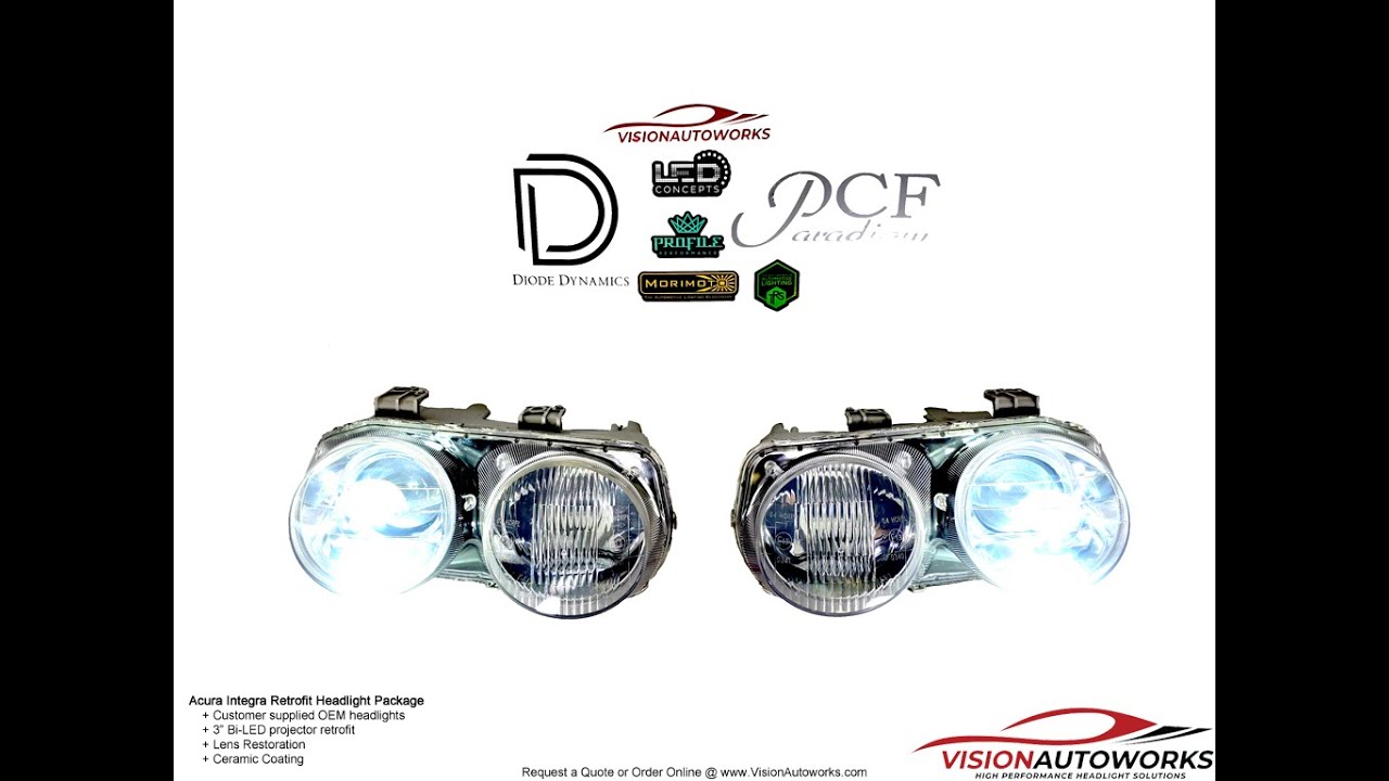 Acura Integra Retrofit Headlights - 3" Bi-LED projector retrofit ...