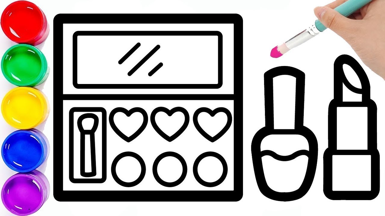 How to draw makeup and coloring sets for children How to draw makeup ...