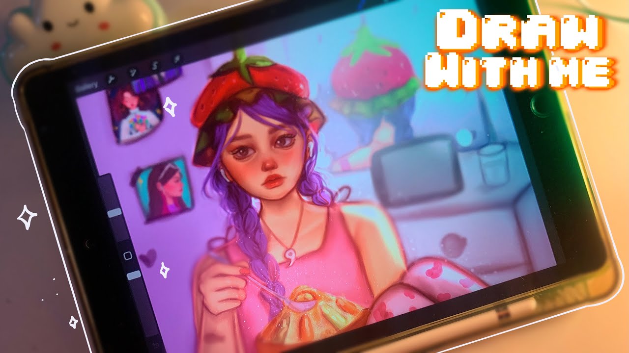 (iPad) Draw With Me 🌸| Kawaii Cute Girl Eating Couscous 🍲 Full ...