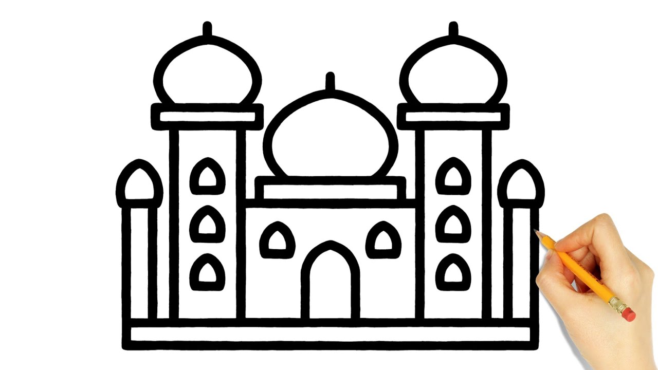How to draw taj mahal | taj mahal easy drawing | taj mahal drawing ...