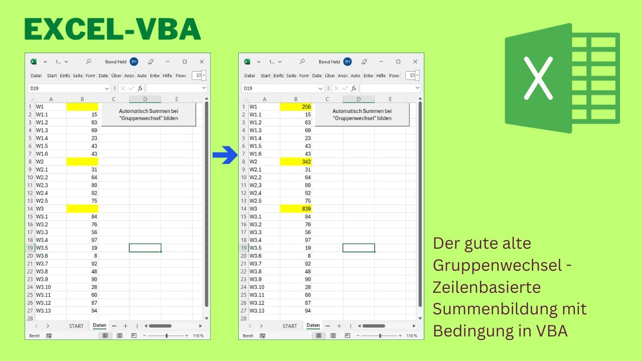 Video 376: Der gute alte Gruppenwechsel - Zeilenbasierte Summenbildung ...