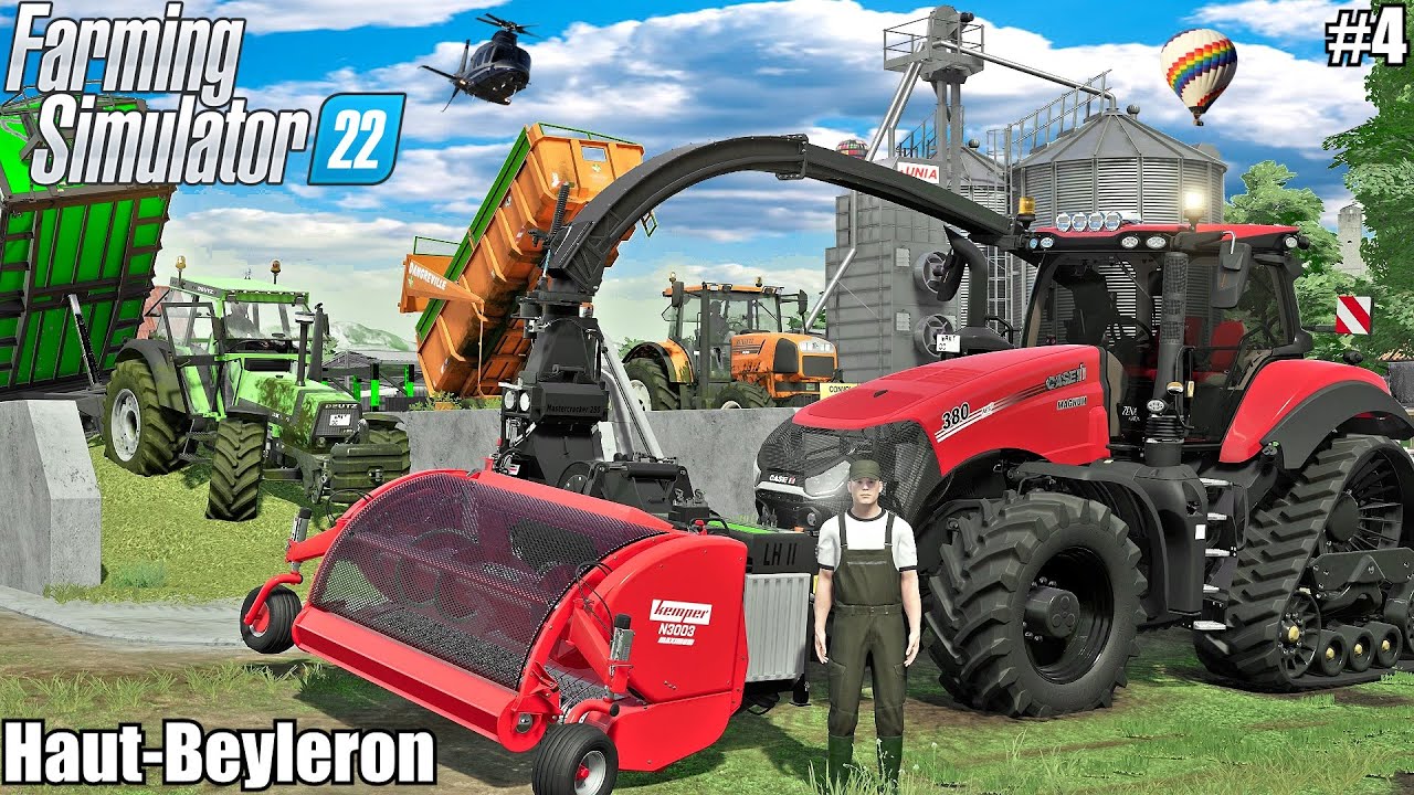 Mowing GRASS, making SILAGE and LEVELING BUNKER│Haut-Beyleron│FS 22│4 ...