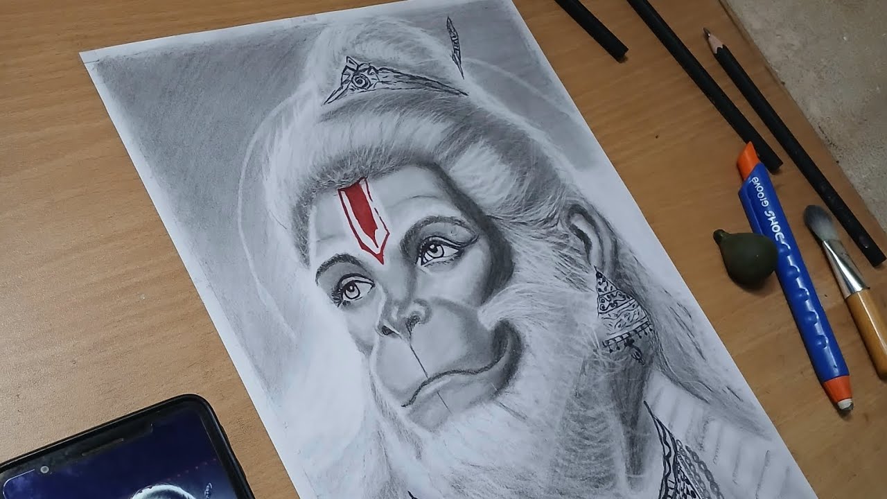 Part-6How to draw realistic portrait drawing from Hanuman ji 🙏# ...