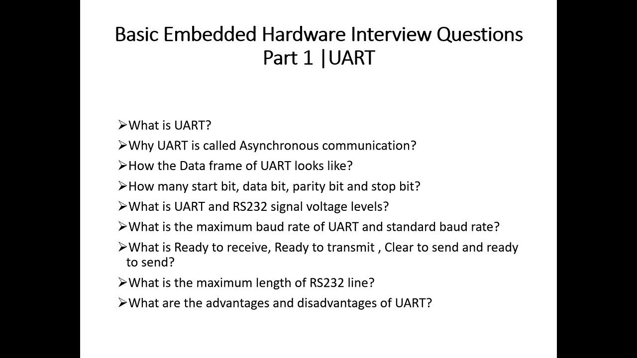 Basic Embedded Hardware Interview Questions Part 1 UART - YouTube