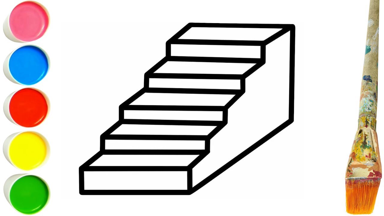 How To Draw House Stairs // Step by Step Stairs Drawing Very Easy - YouTube