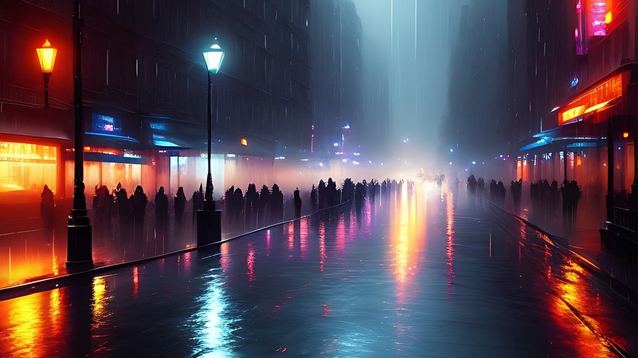5 hours of heavy rain sounds in the city - YouTube