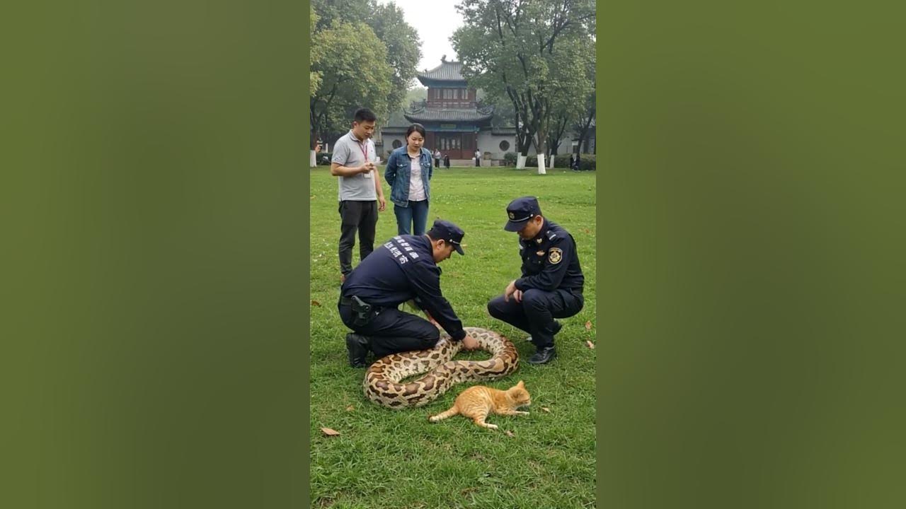 Rescuing a cat from a big python - YouTube