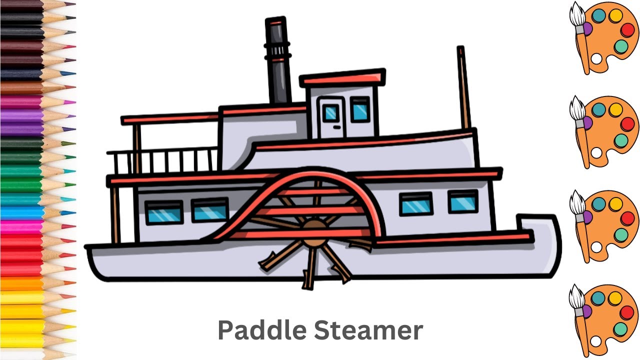Paddle Steamer - Sketch Art and Paint | Step by step tutorial | Pencil ...