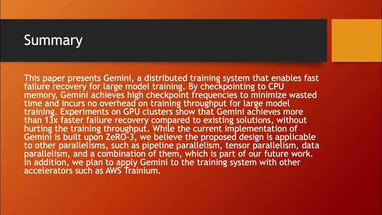 P210 | Gemini - Fast Failure Recovery in Distributed Training with In-Memory Checkpoints - YouTube
