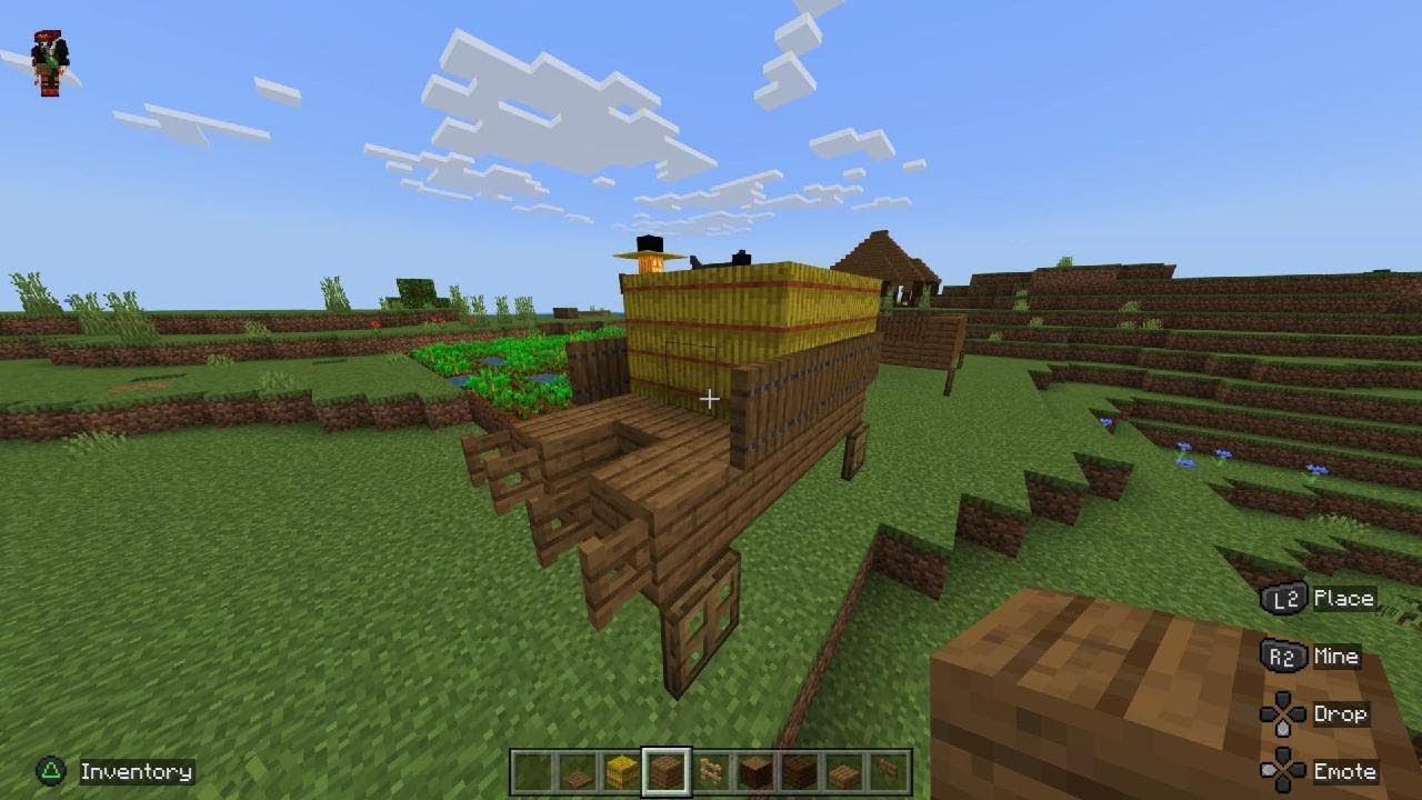 Minecraft how to build a hey wagon - YouTube
