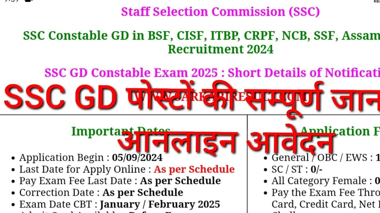 SSC GD Vacancy Notification out 2024 ? How to Apply and Print out Full ...
