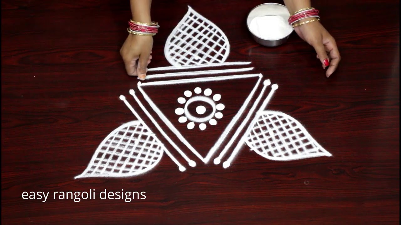 Amazing Deepam rangoli muggulu with 3 dots || Creative Diya kolam ...