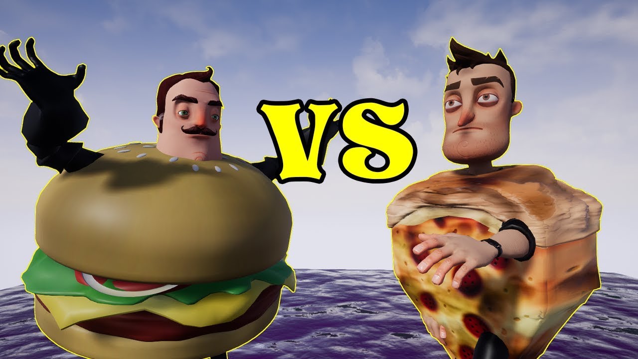 Hamburger Vs. Pizza - Hello Neighbor CO-OP Mod - YouTube
