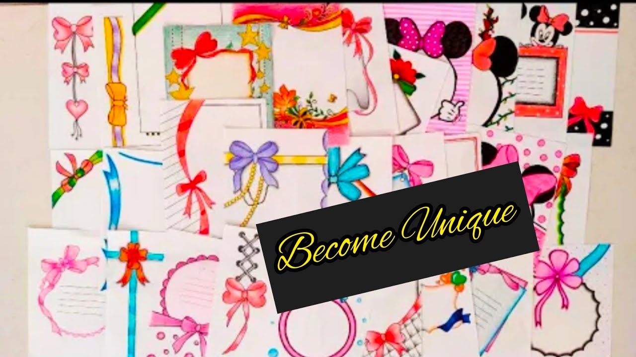 Ribbon Draw | Easy Border Design on Paper | Border Design for Project ...