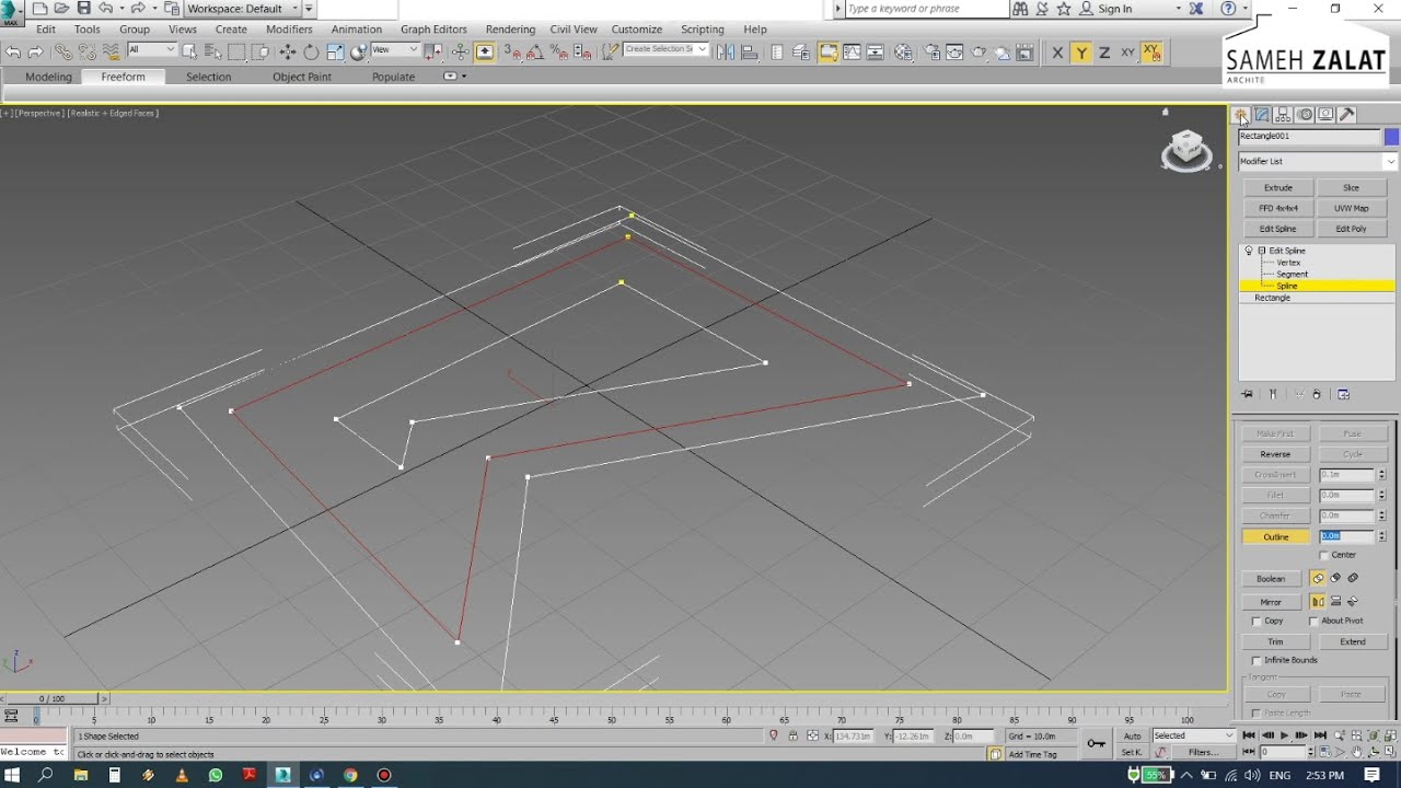 how to edit Line from shape menu in 3D max - التحكم في خصائص الخط ...