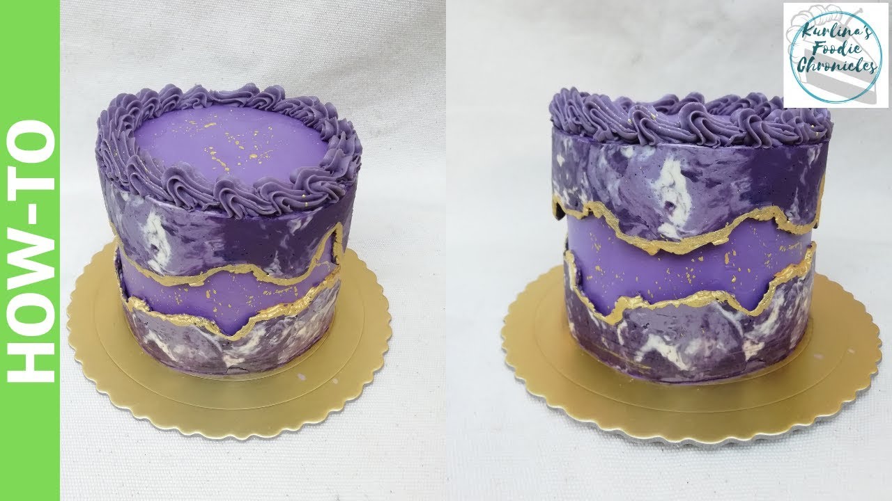How To Make a Purple Marble Buttercream Fault Line Cake | Tutorial ...