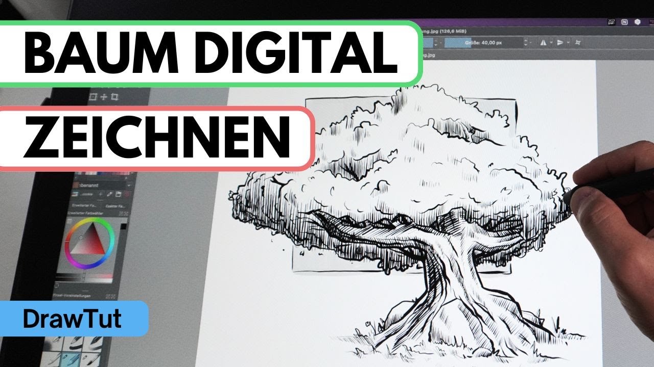 Baum im Comic-Stil - Digital Zeichnen Übung - Komplette Schritt für ...