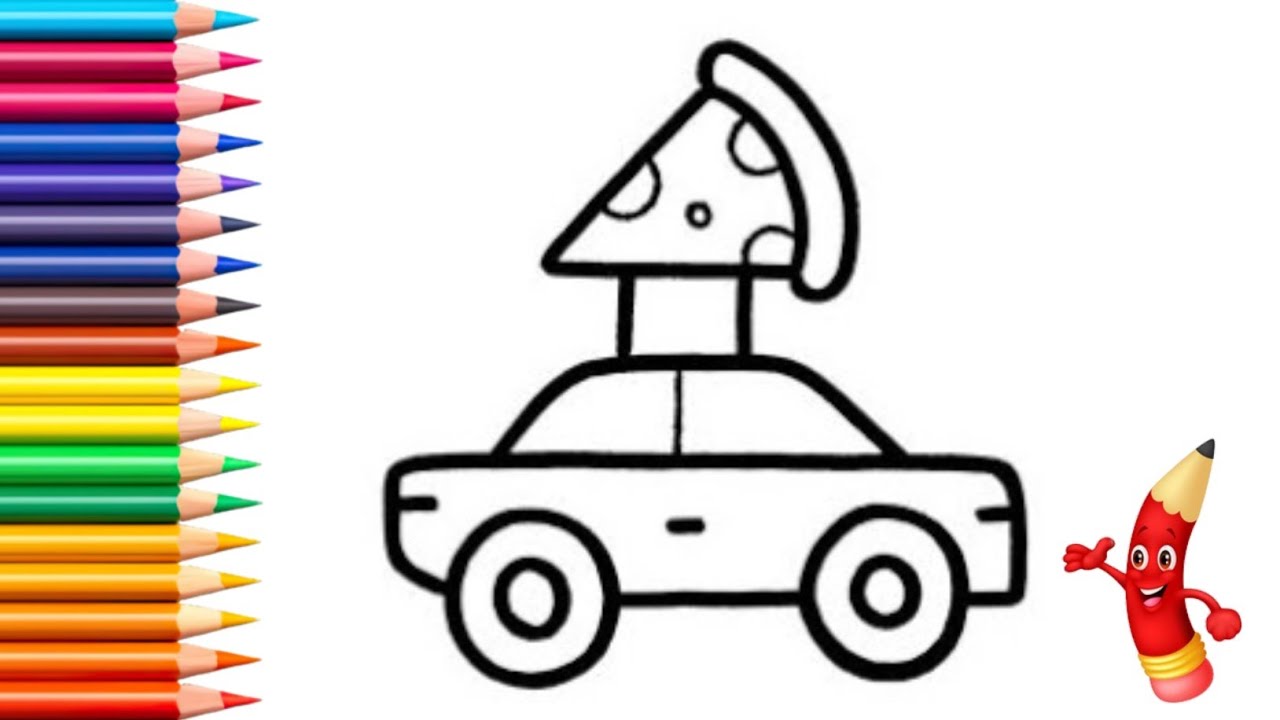 Pizza Van Drawing, Painting, Coloring for Kids and Toddler | Easy ...