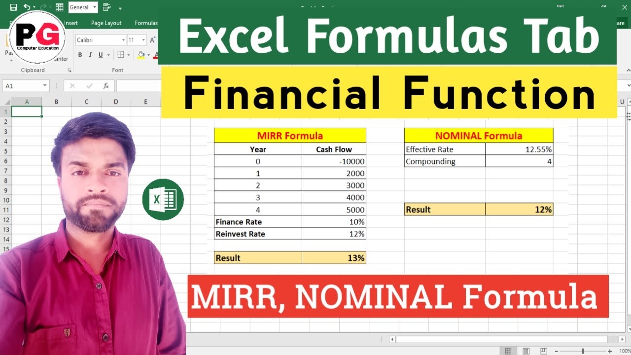 How to use MIRR and NOMINAL Formula in Excel || Excel Financial ...