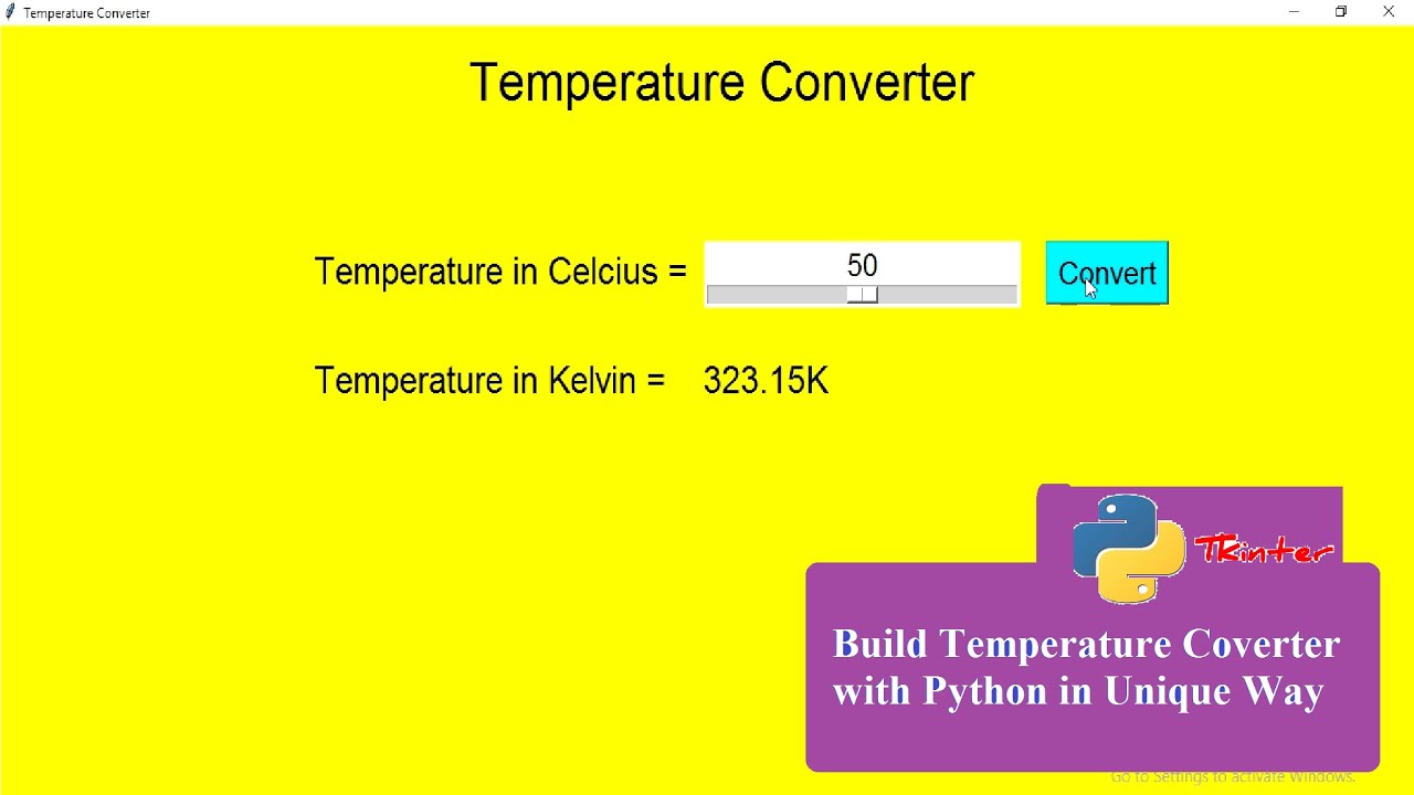 Create Temperature Converter With Python Tkinter Youtube