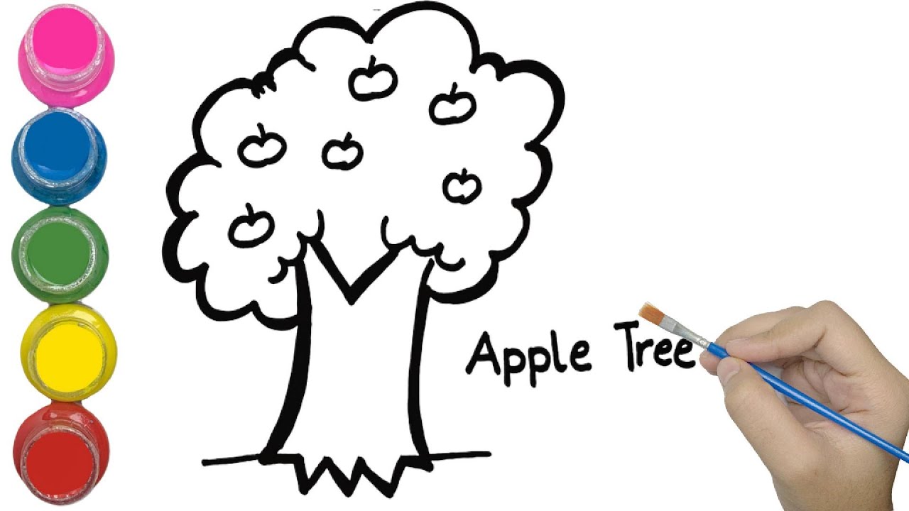 Apple Tree, Simple Drawing, Painting, Step by step for beginners. #31 ...