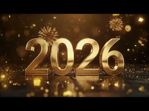 2026 New Year Background Loop, gold confetti and bokeh effect