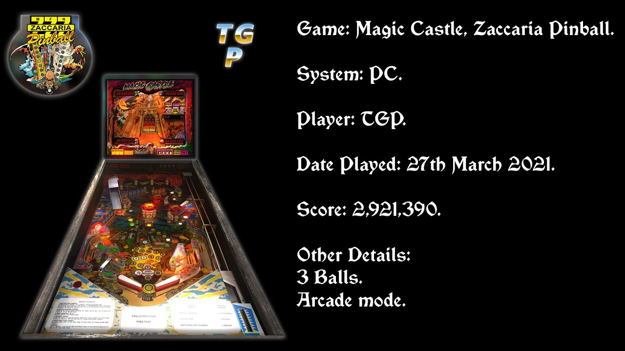 Magic Castle - Zaccaria Pinball - Arcade, 3 balls - 2,921,390 points ...